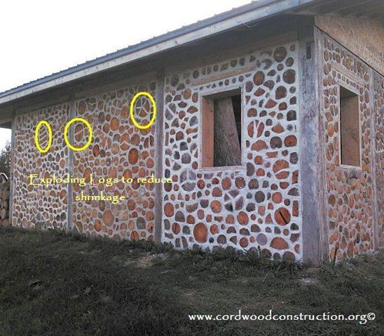 Cordwood shrinkage? Explode those logs! - Cordwood Construction