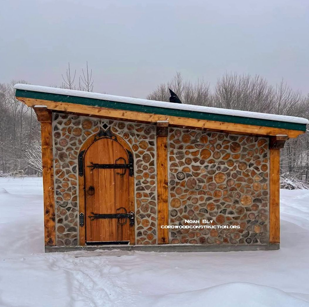 Cordwood Sauna with Brilliant Blacksmith Hardware - Cordwood Construction